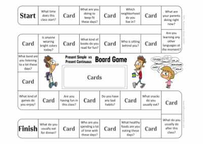 Present Simple vs Present Continuous Board Games for A1 and A2 Learners ...